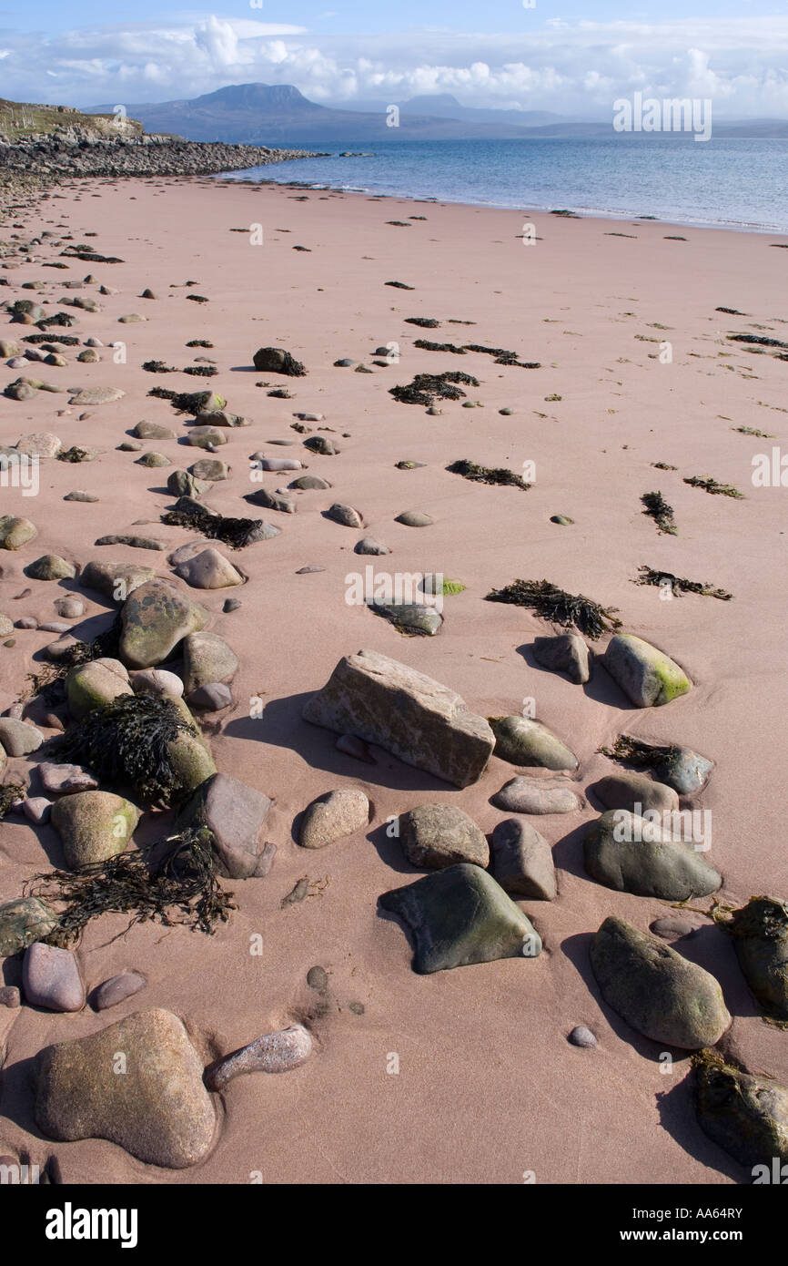 Rocks on a sandy beach, Achiltibuie, Scotland Stock Photo - Alamy