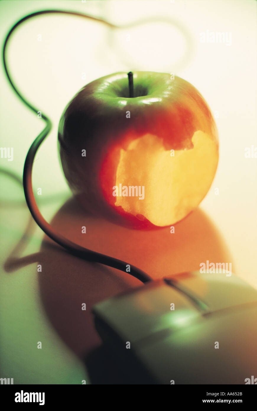 Apple and Computer Mouse Stock Photo - Alamy