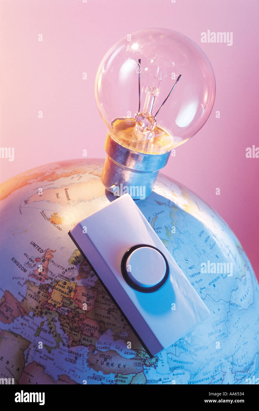 Globe with Lightbulb and Switch Stock Photo - Alamy