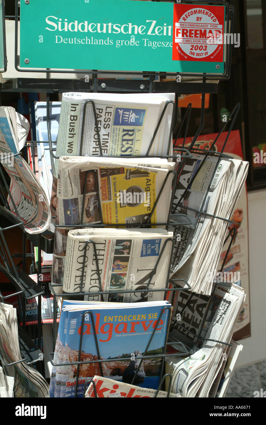 Newspapers and Magazines in Rack for Sale Outside Shop in Alvor Town ...