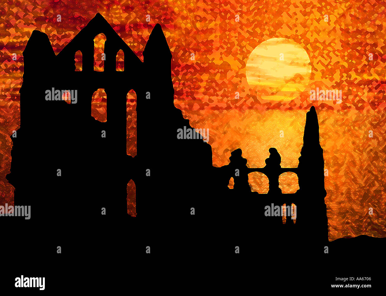Whitby Abbey Silhouette Stock Photos & Whitby Abbey Silhouette Stock ...
