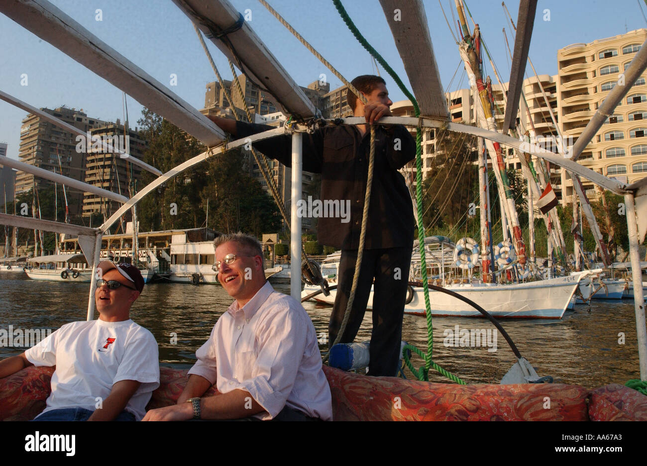 SGT Brett Long and LCDR Dr Daniel E Szumlas right take a felucca which ...