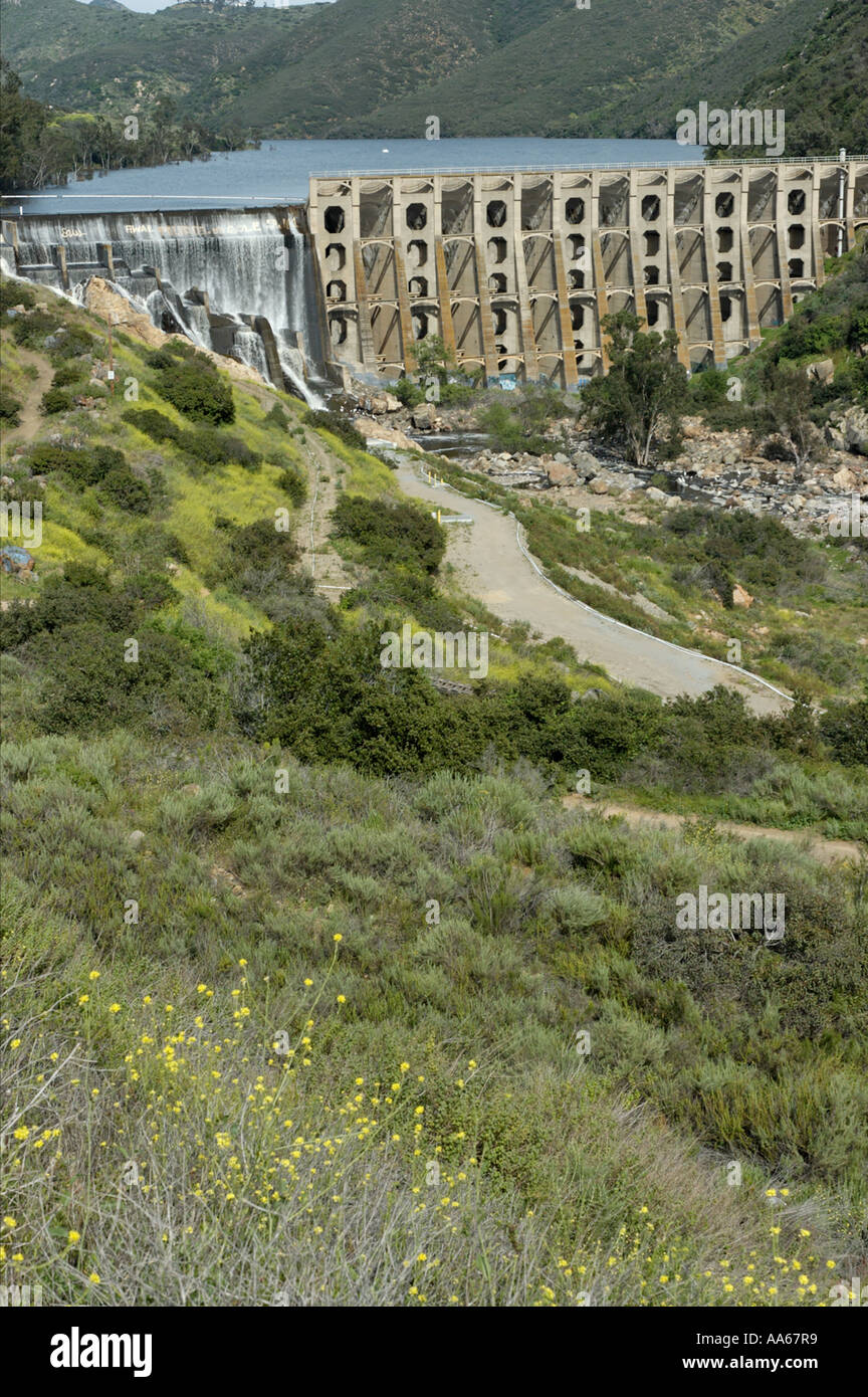 Water spills over Lake Hodges Dam in Escondido, California, USA Stock ...