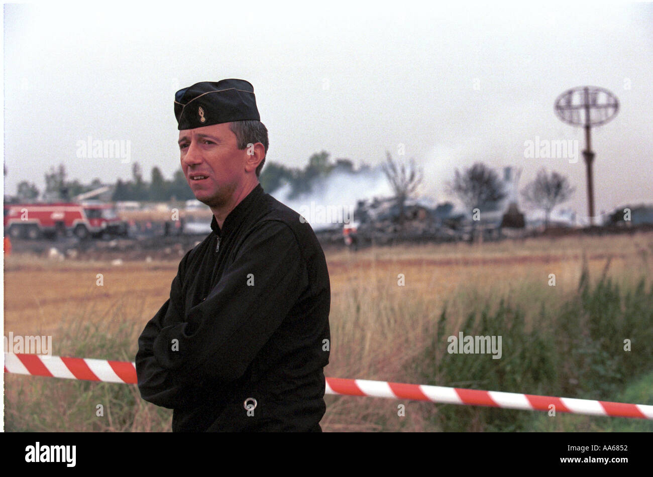 Firefighters put out the last flames of the Air France Concorde that ...