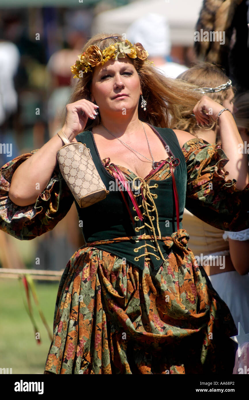 Woman flips her hair at Renaissance Fair San Diego California USA Stock ...