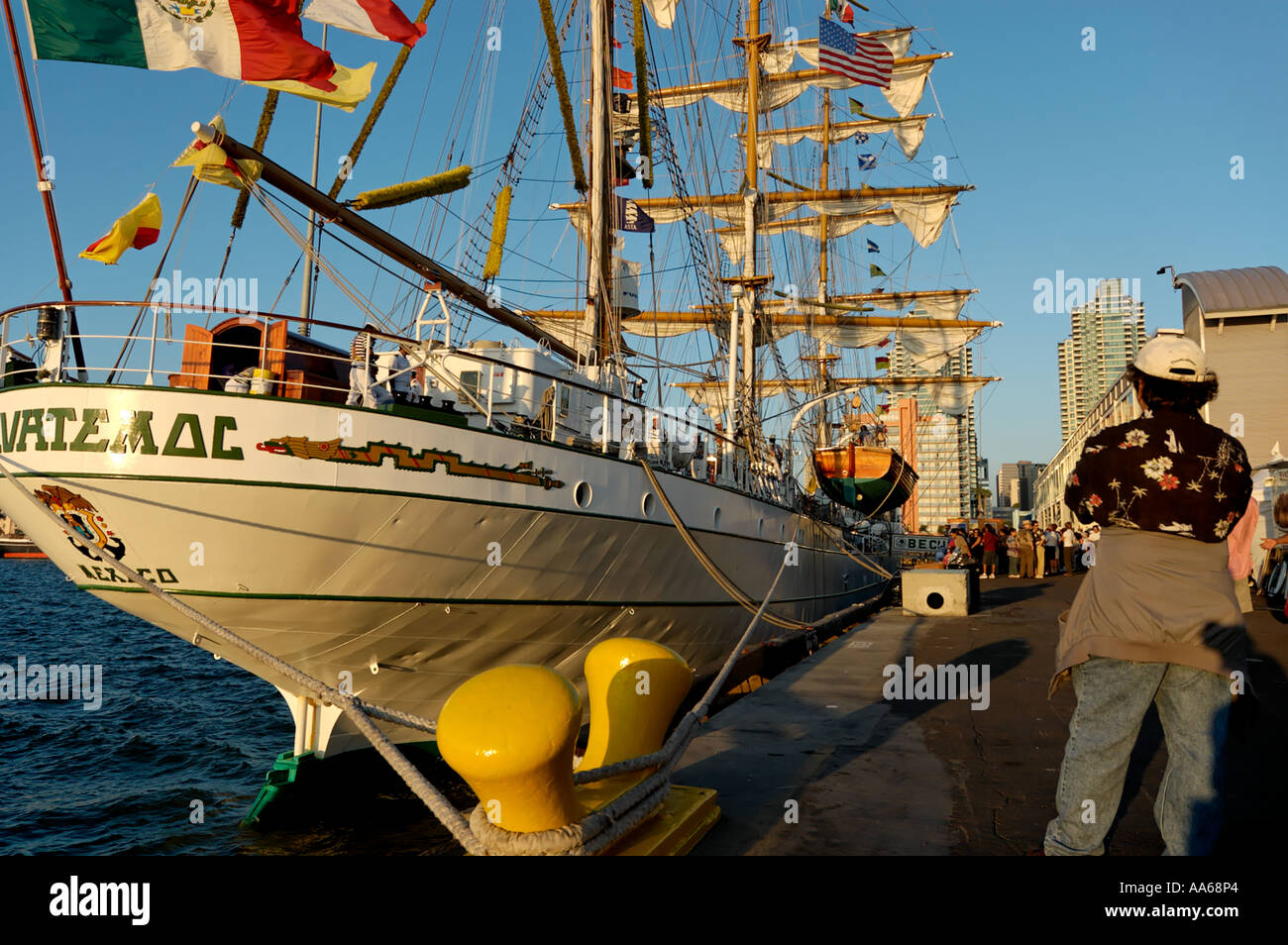 The Mexican naval training ship Cuauhtemoc docked at San Diego Harbor ...