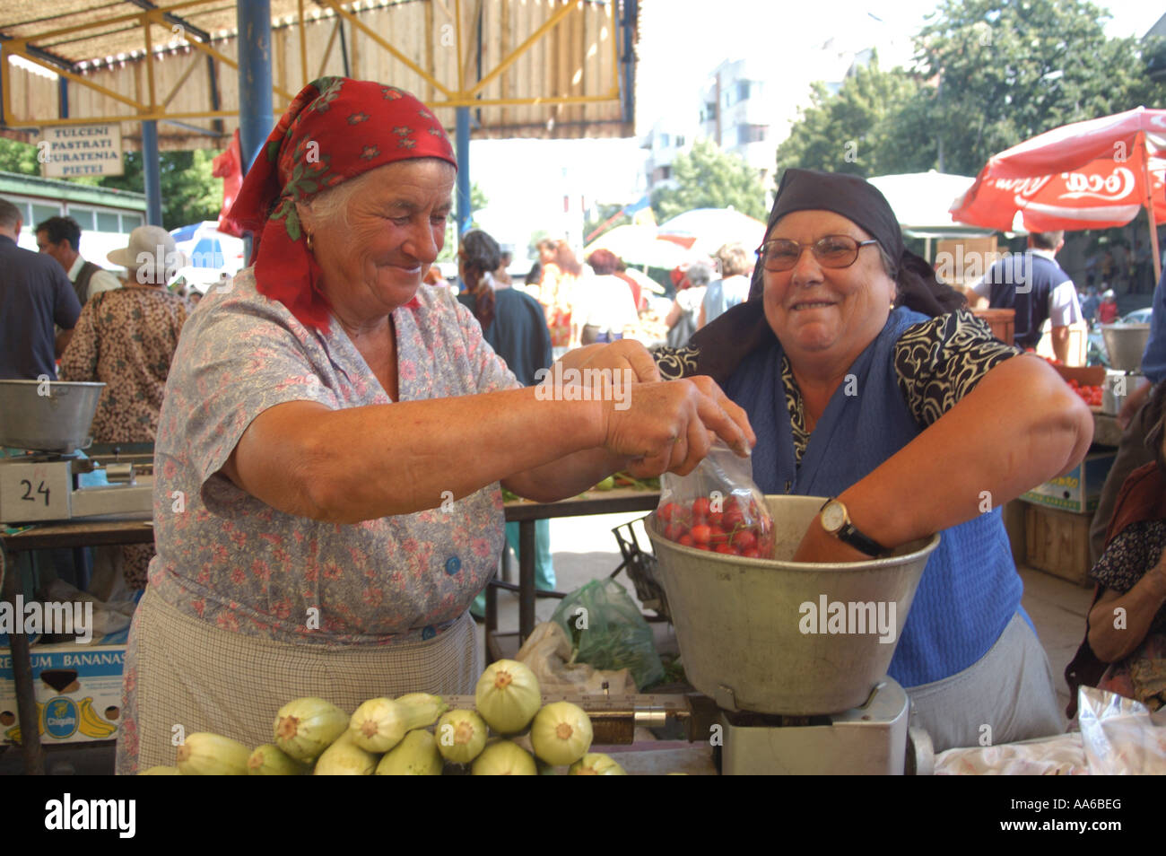 Old ladies on a market stall in Tulcea Romania Stock Photo - Alamy