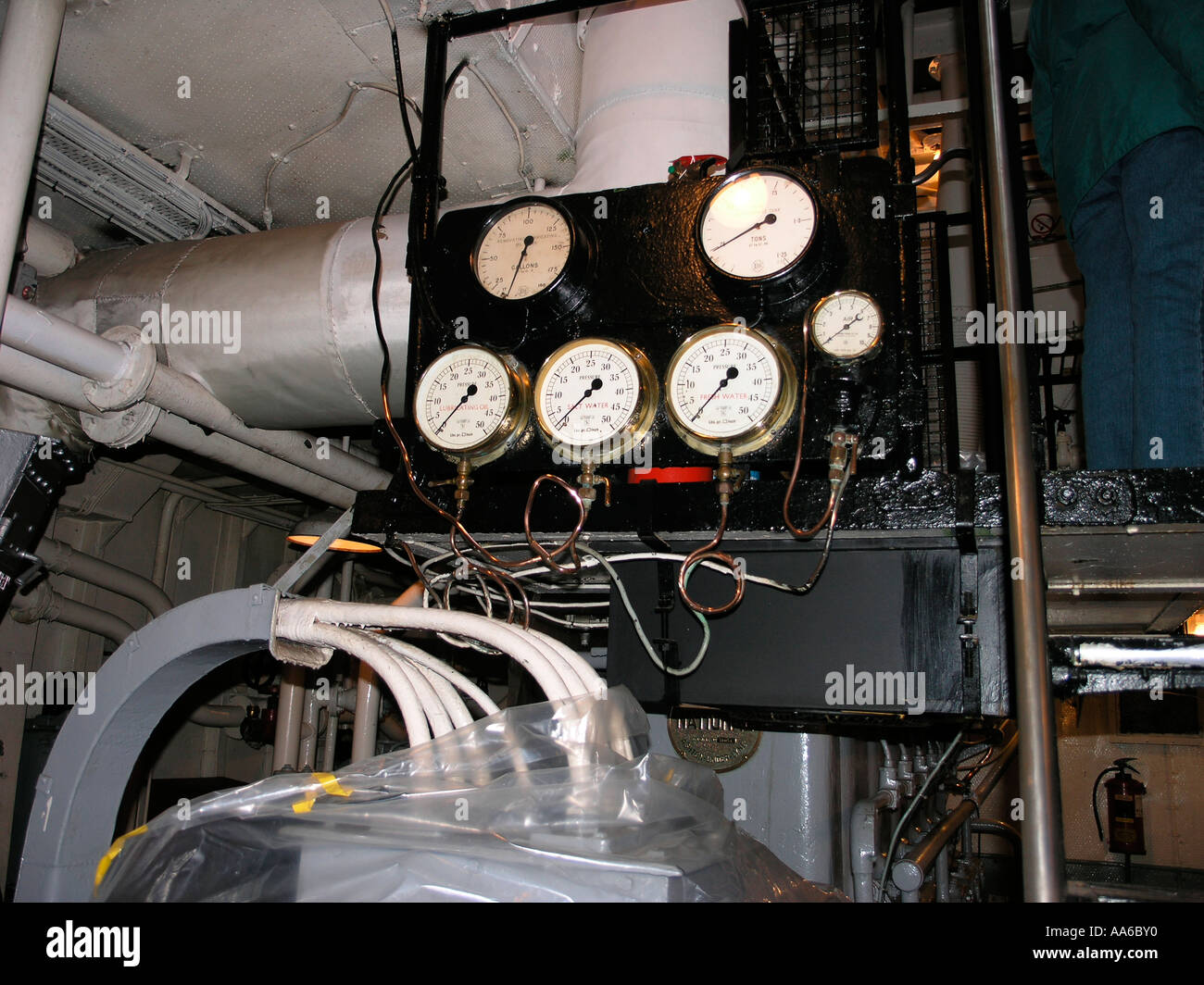 Pressure Guages in the engine room of the Mersey pilot cutter Edmund ...