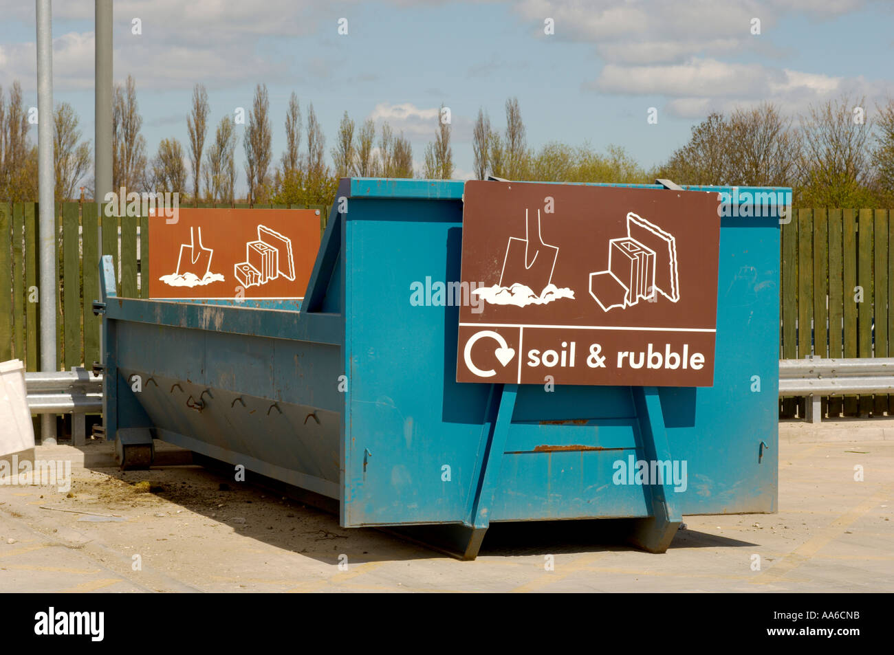 Soil and rubble skip at a waste and recycling centre in York. UK Stock ...