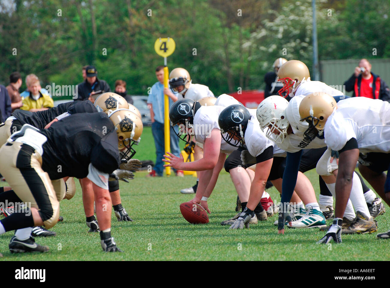 Scrimmage line during British university american football team ...