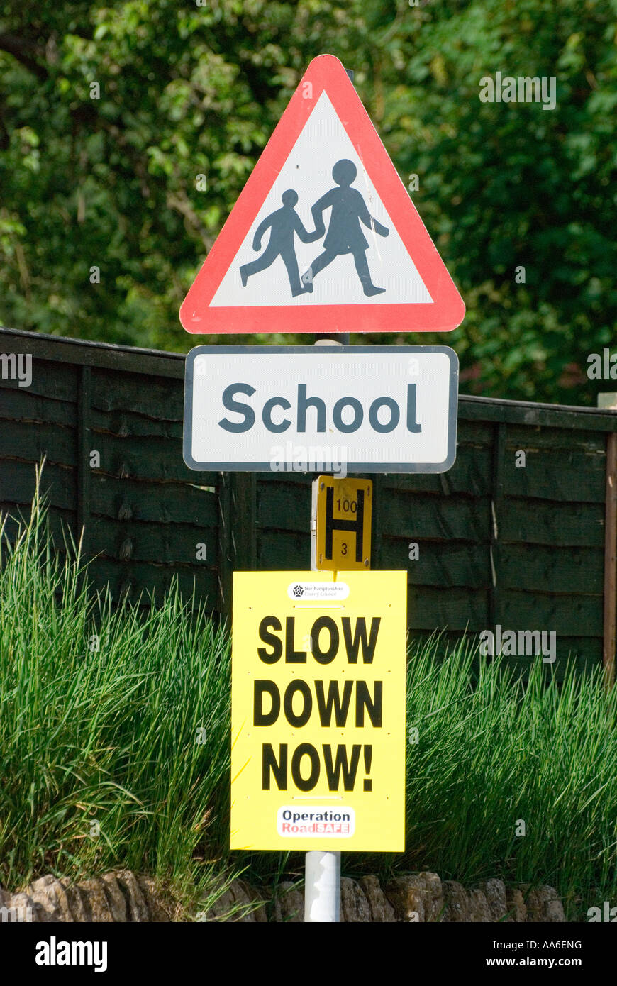 School warning road sign Stock Photo - Alamy