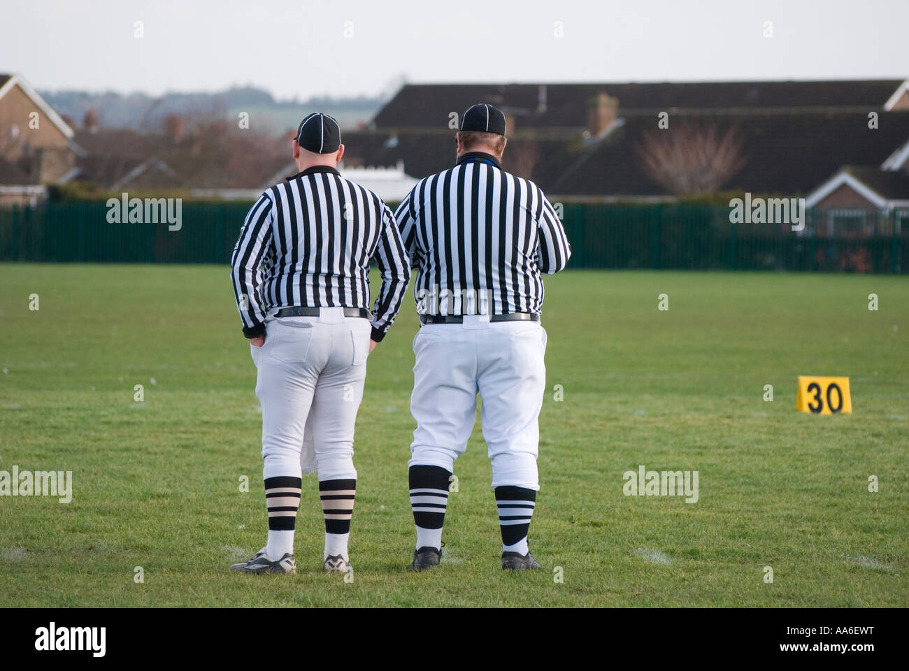 Two large umpires at Sheffield Sabres University American Football team ...