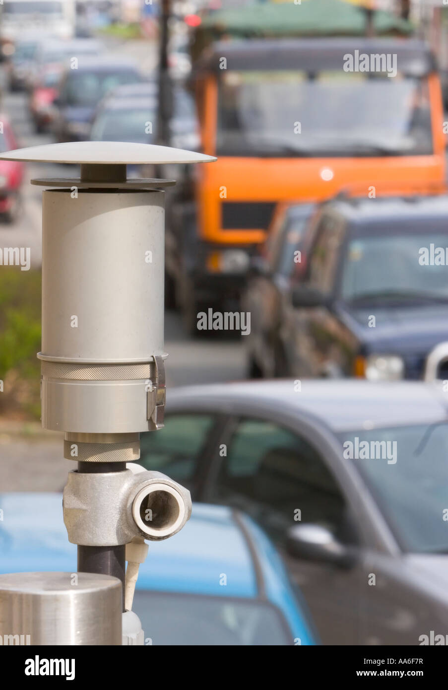 An air pollution measurement station examining the air for fine ...