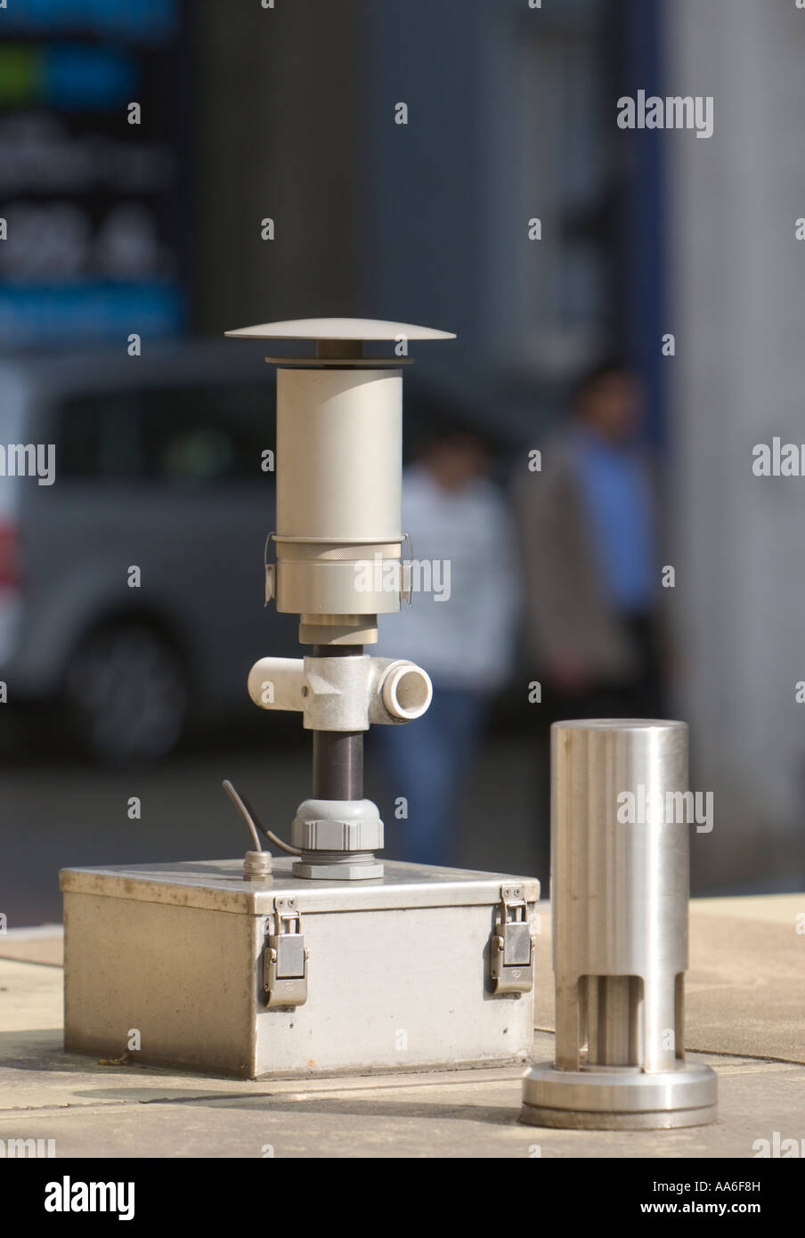 An air pollution measurement station examining the air for fine ...