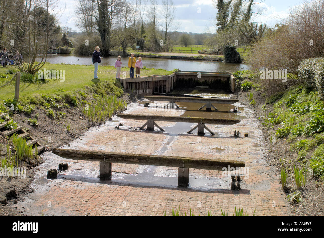 the dry dock at Flatford Mill in Constable Country Norfolk as deatured ...