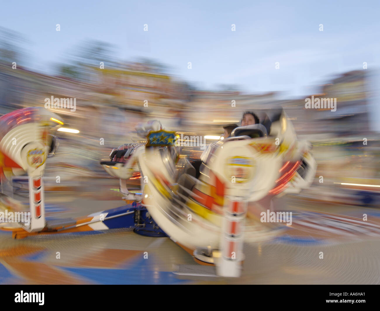 Munich, Wiesn, spring festival, carousel in motion Stock Photo - Alamy