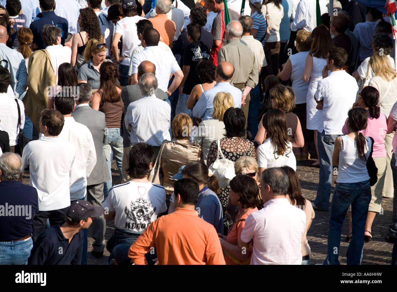 Crowd listening to a politician Stock Photo - Alamy