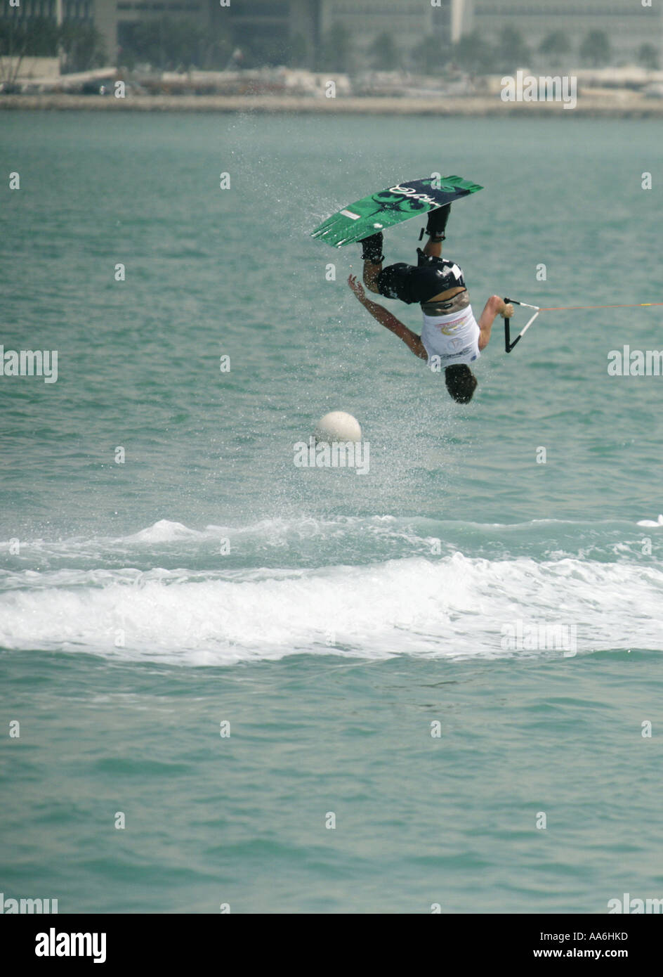 Daniel Watkins of Australia at the Wakeboard World Cup event in Doha ...