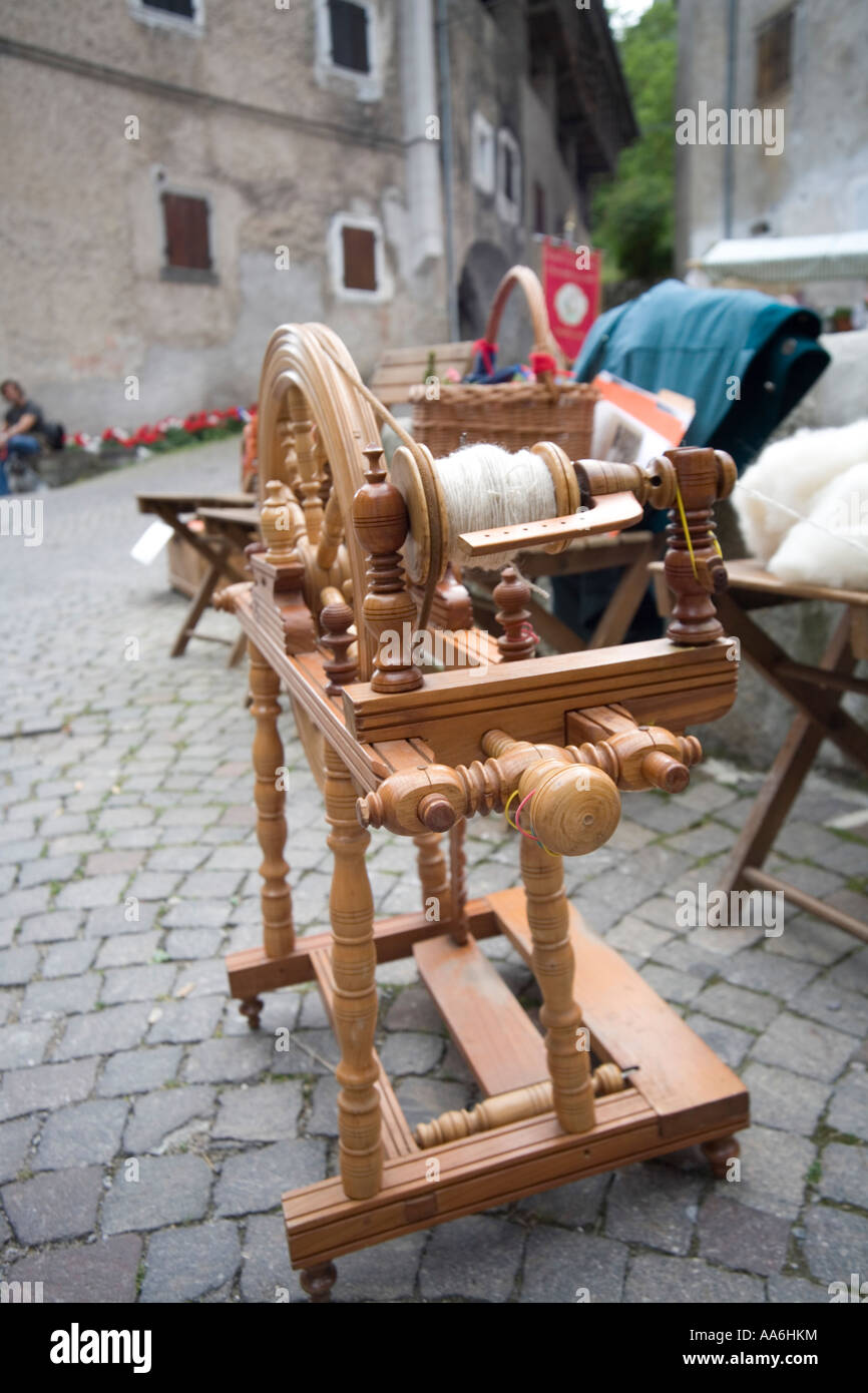 Antique wooden machine for textile production (wool Stock Photo - Alamy