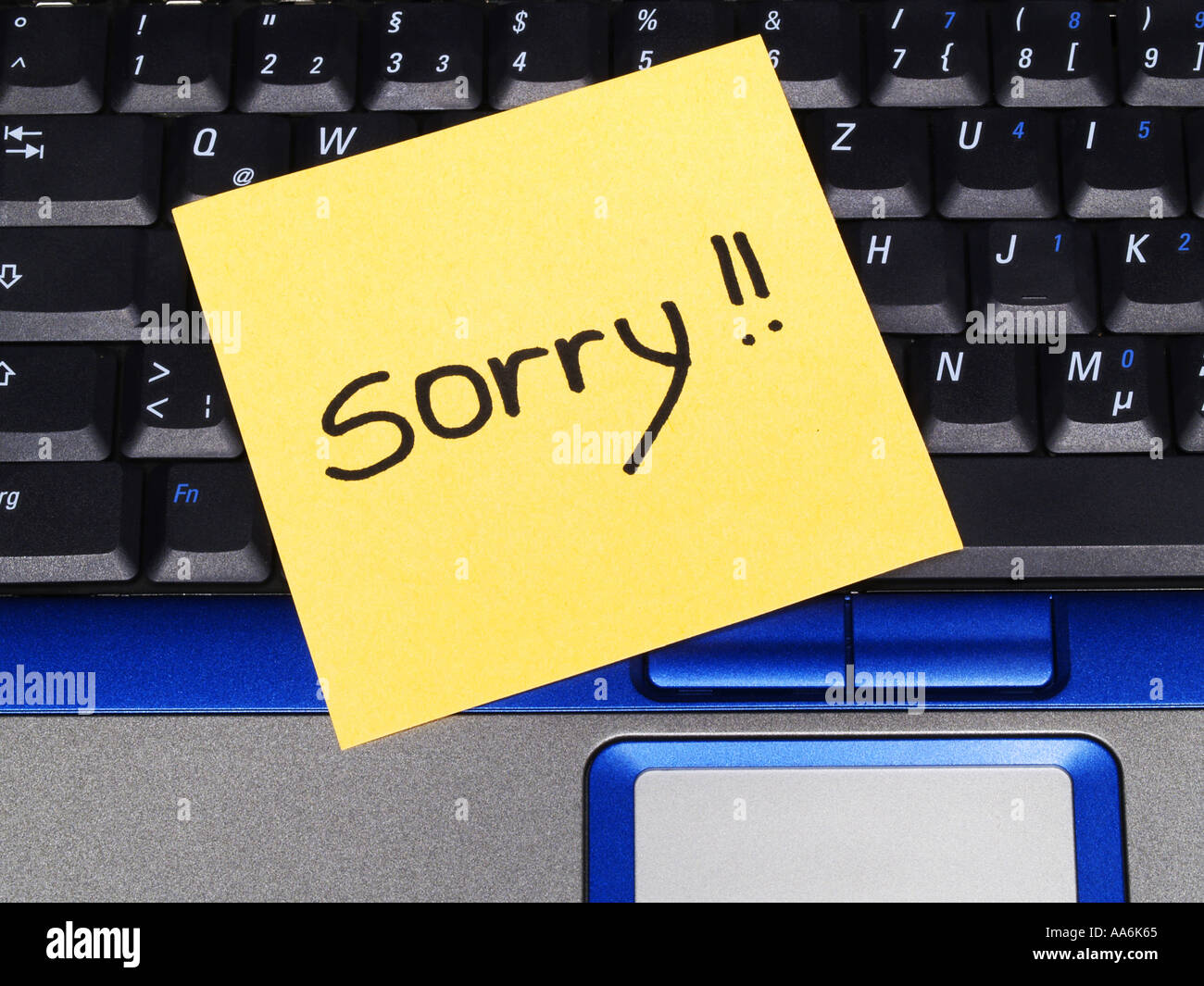 memo note on notebook, sorry Stock Photo - Alamy