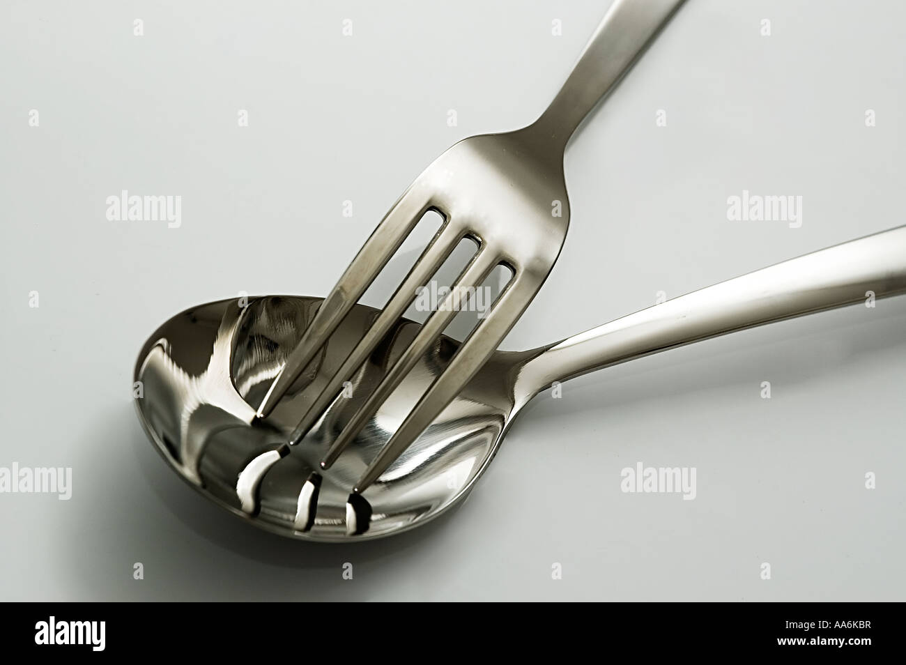 spoon and fork on the table Stock Photo - Alamy