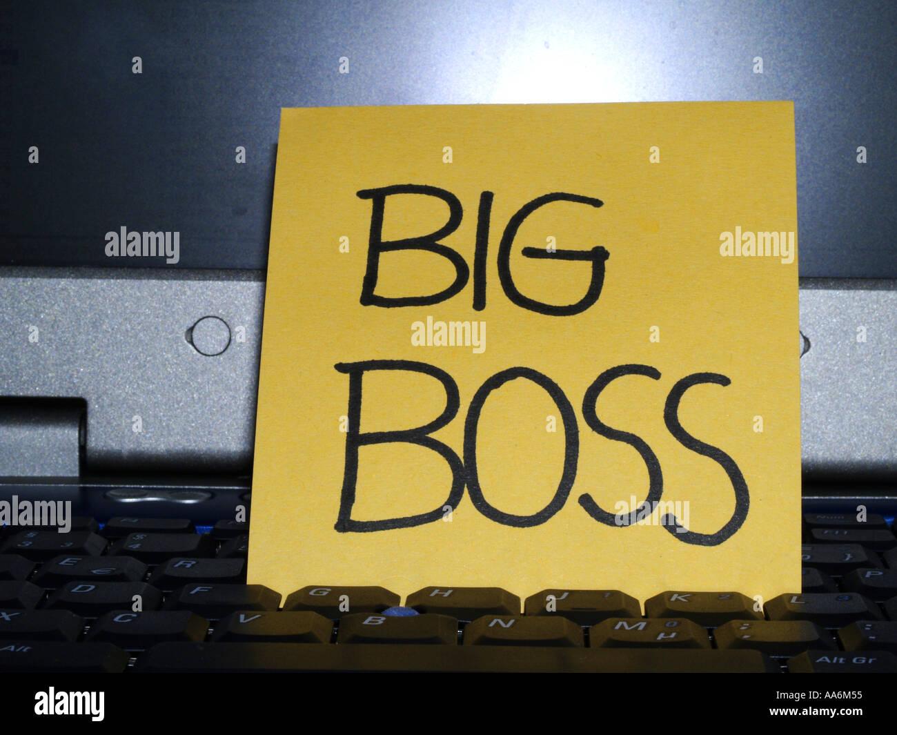memo note on notebook, Big Boss Stock Photo - Alamy