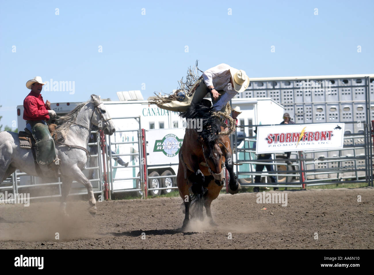 Rodeo Alberta Canada Bronco Riding Stock Photo - Alamy