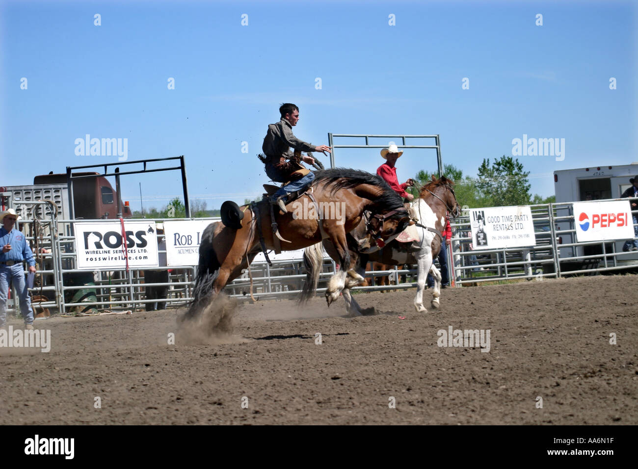 Rodeo Alberta Canada Bronco Riding Stock Photo - Alamy