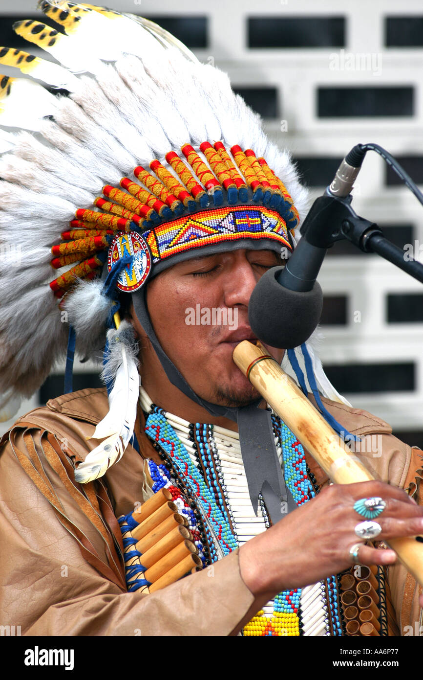 American Indian Street Performer