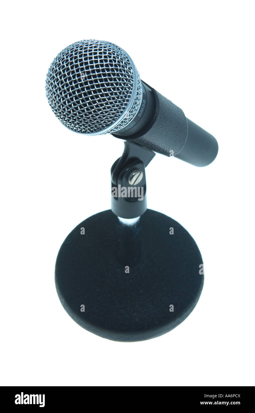 cut out object microphone with circular stand Stock Photo - Alamy