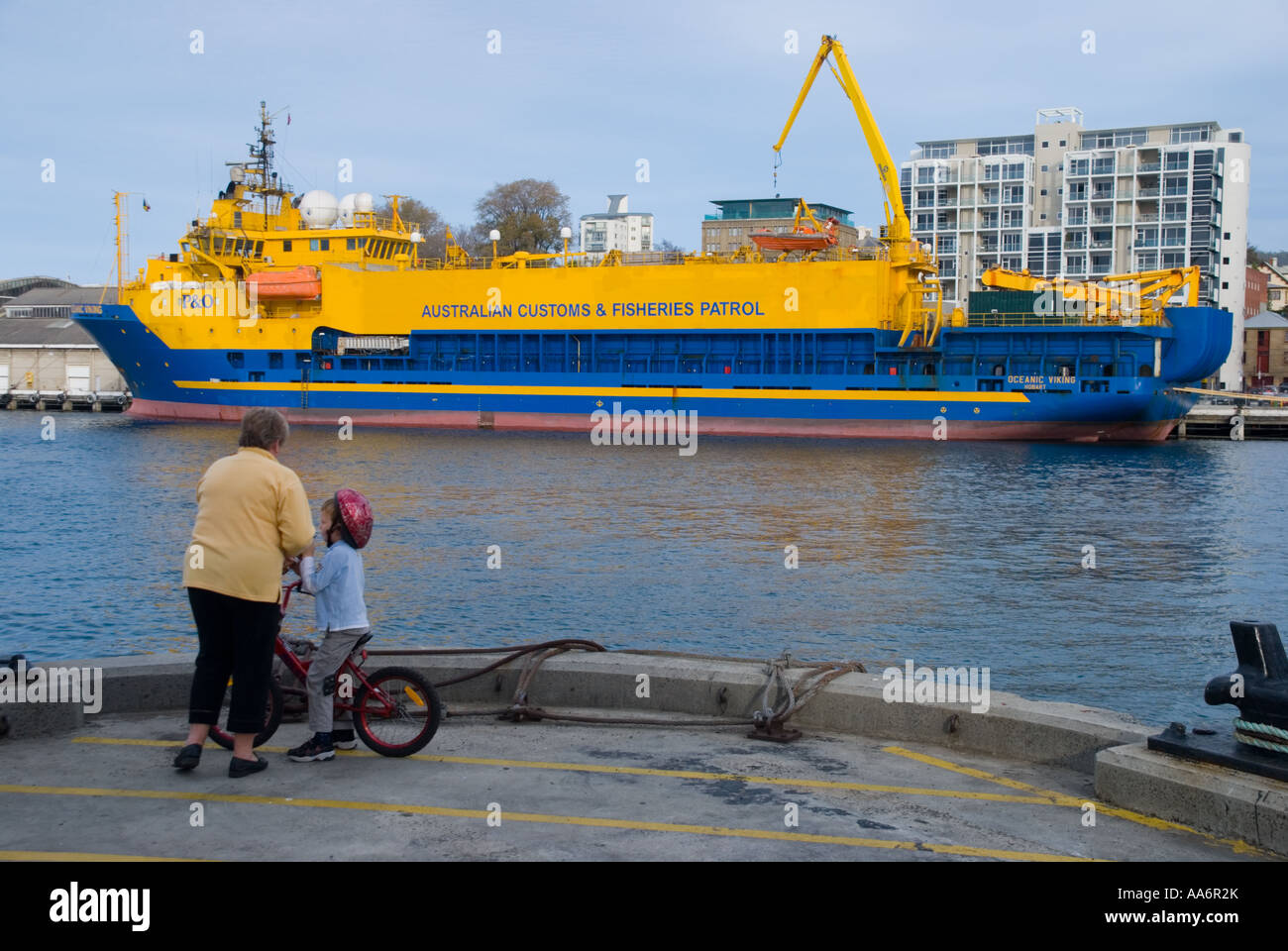 Australian customs and fisheries patrol boat Oceanic Viking in its home ...