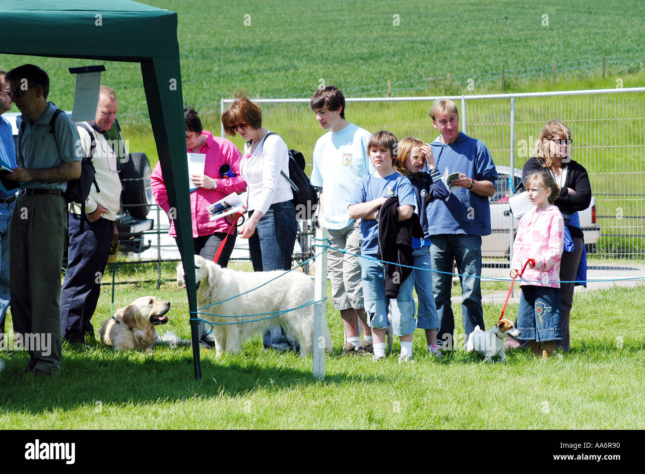 People queuing up at a dog display show at a country pursuit festival ...
