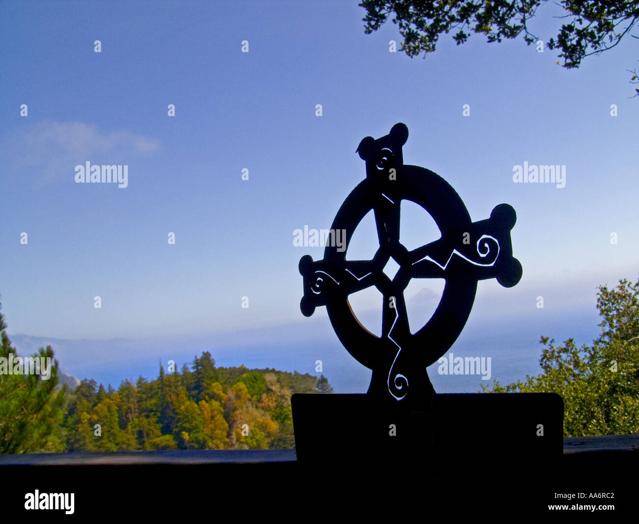 Celtic cross in open coastline situation Stock Photo - Alamy