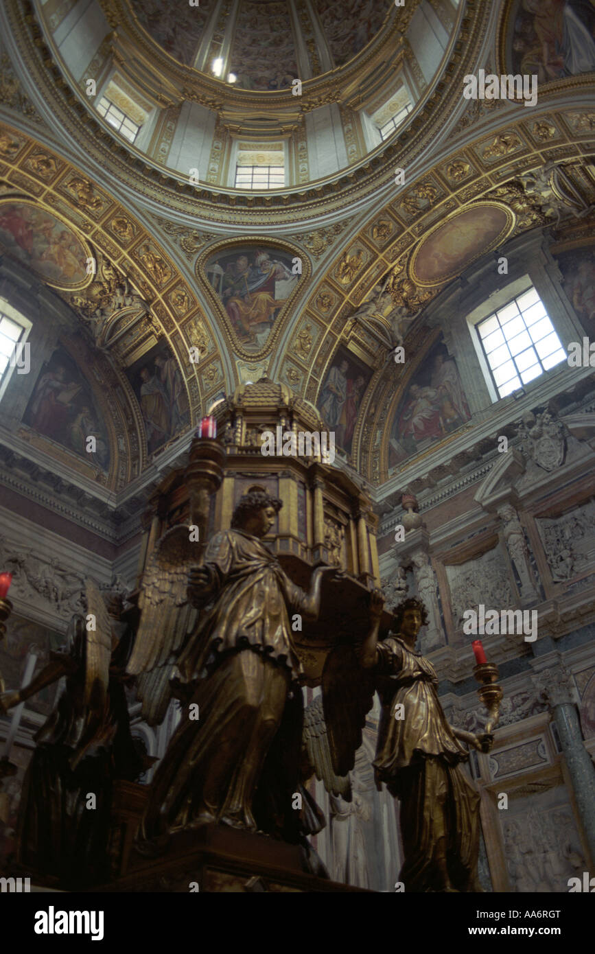 Looking up at the ceiling of a chapel in Santa Maria Maggiore in Rome ...