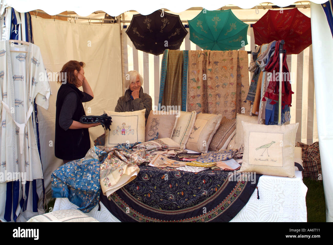 Flea Market stall selling home knitted blankets Stock Photo - Alamy
