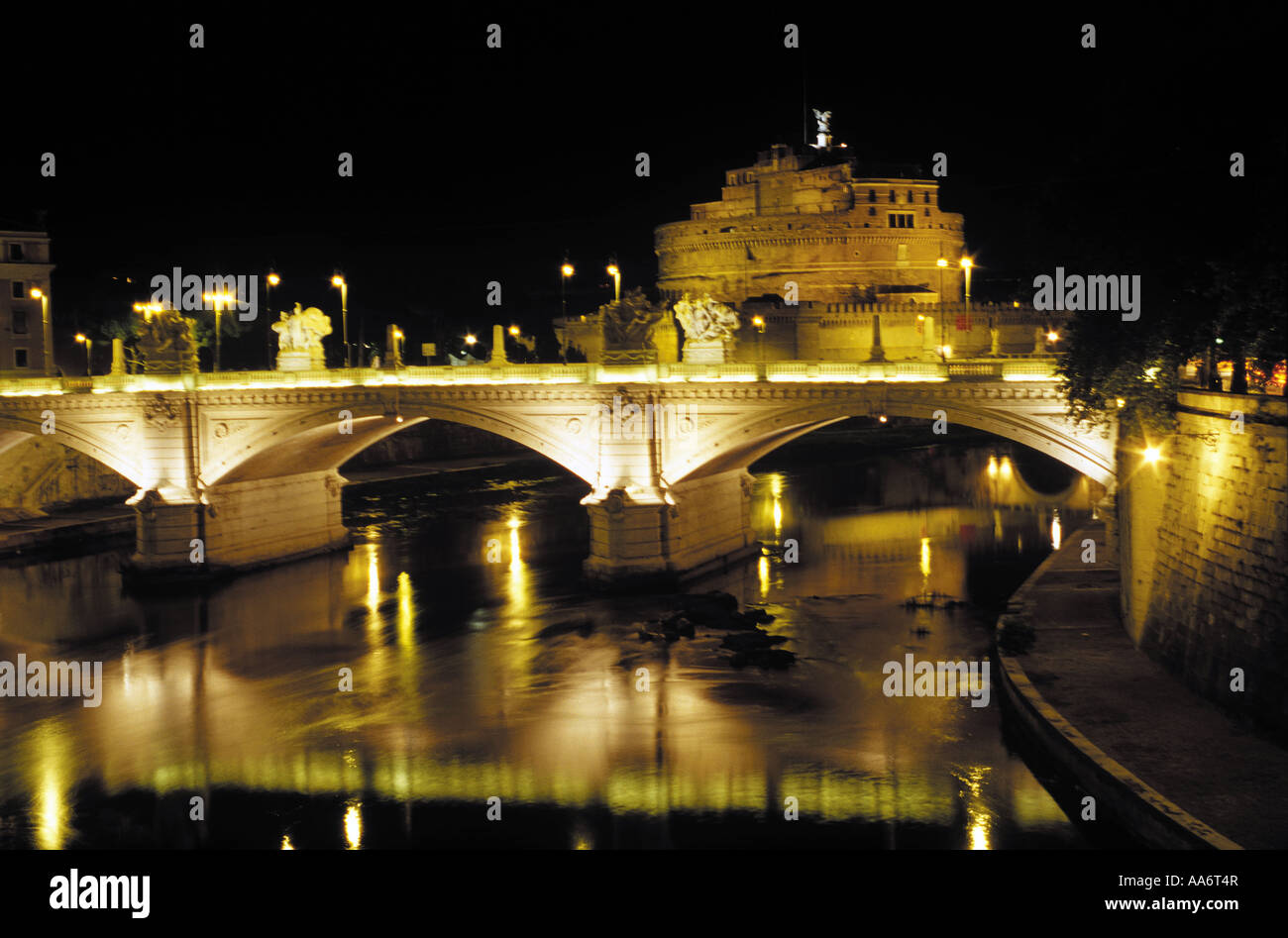 An old bridge on the Tiber River in Rome Italy Stock Photo - Alamy