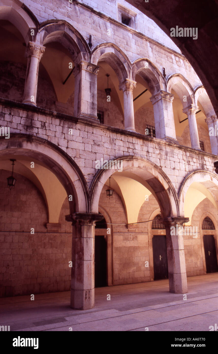 Croatia Dubrovnik Old City Interior of the Sponza Palace Courtyard and ...
