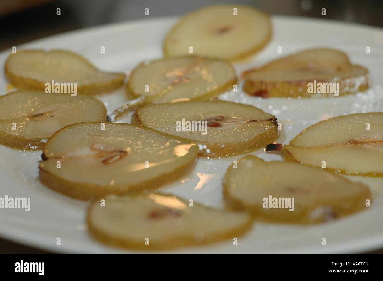 Sliced pears in sugar and syrup Stock Photo - Alamy