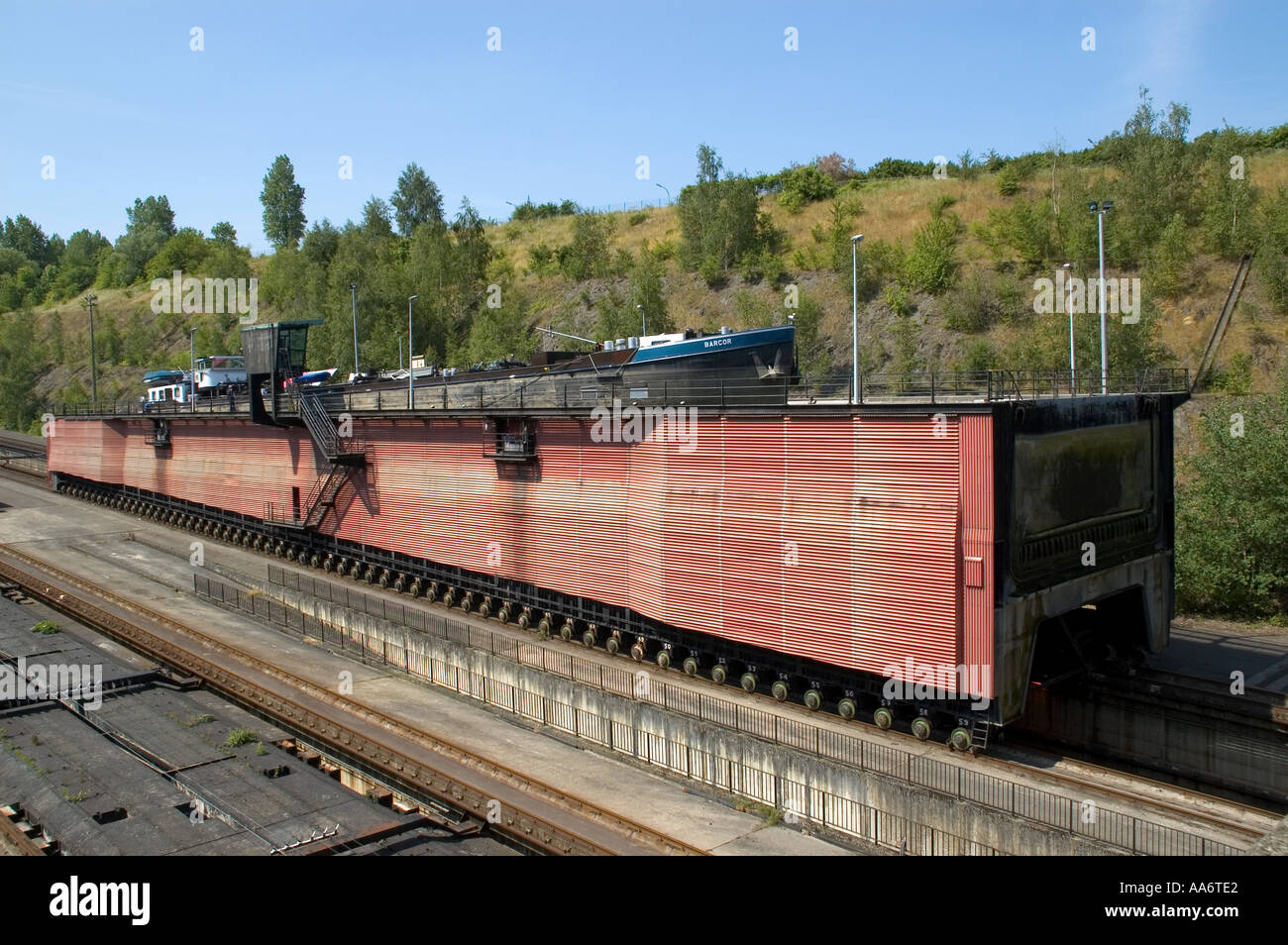 Barge transporter on the inclined plane at Ronquières Belgium Stock ...
