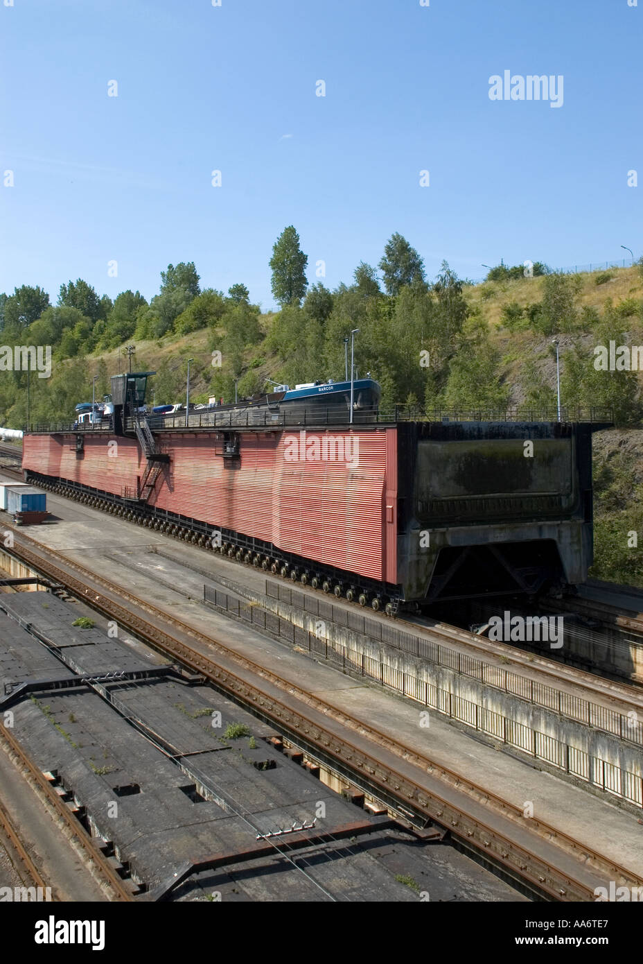 Barge transporter on the inclined plane at Ronquières Belgium Stock ...