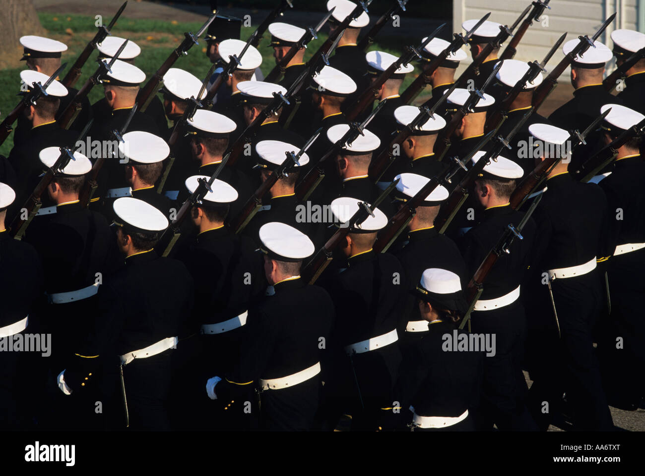 USA Maryland Cadets stand in formation at formal parade march at US ...