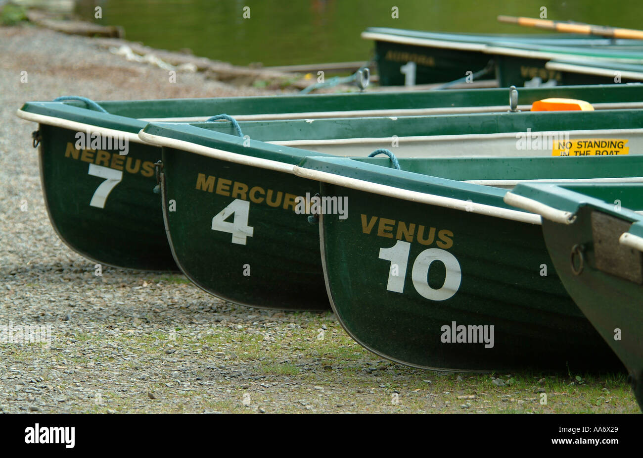 Numbered rowing boats Stock Photo - Alamy