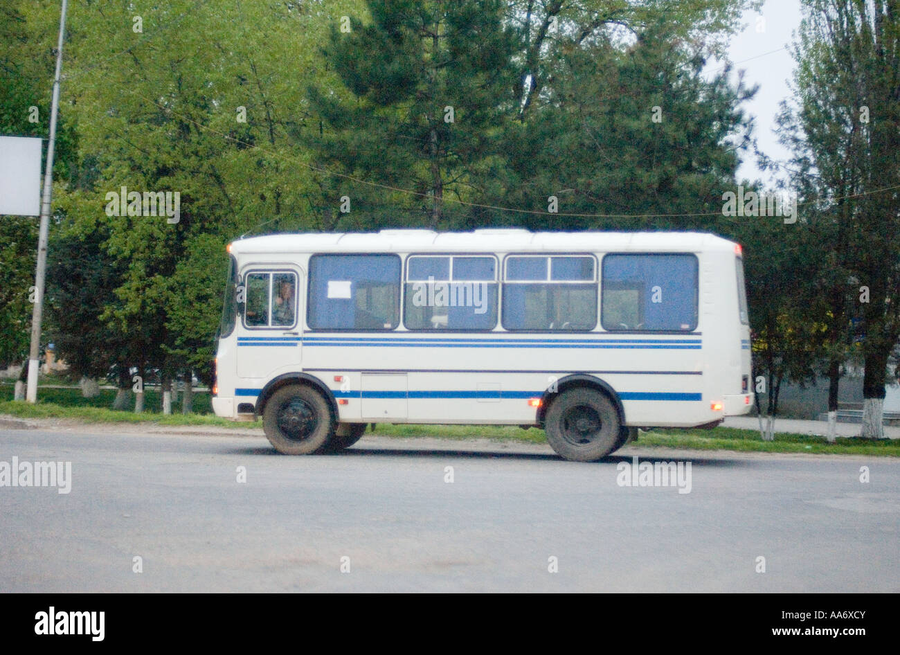 Small bus in Georgievsk Russia Stock Photo - Alamy