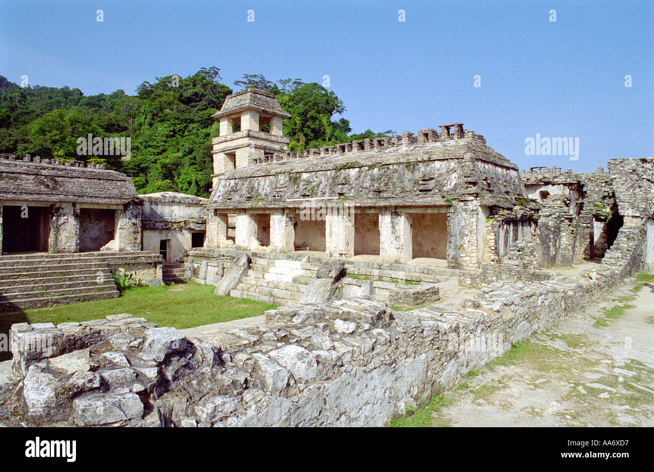 Ancient ruins archaeological zone Palenque Chiapas Mexico Stock Photo ...