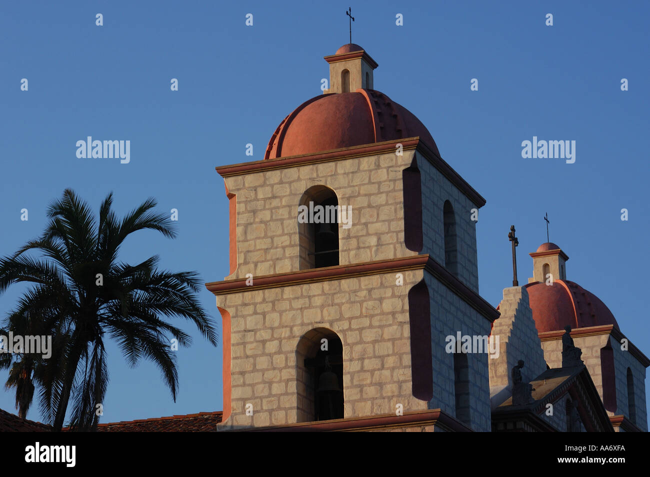 Santa Barbara Mission Towers Stock Photo - Alamy