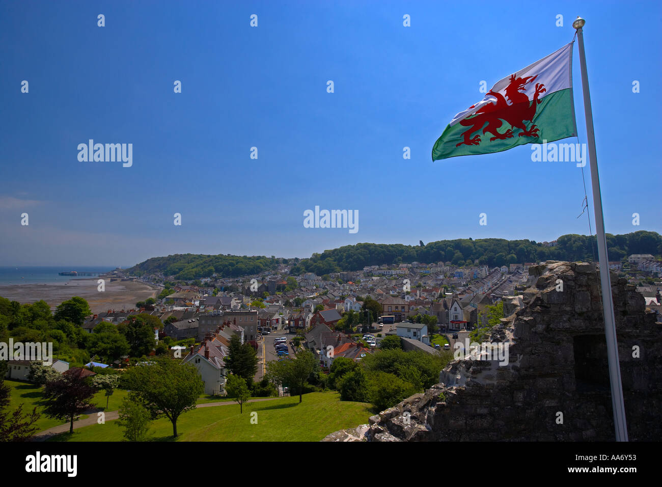 Mumbles as viewed from from Oystermouth Castle, Mumbles, Swansea, Wales ...