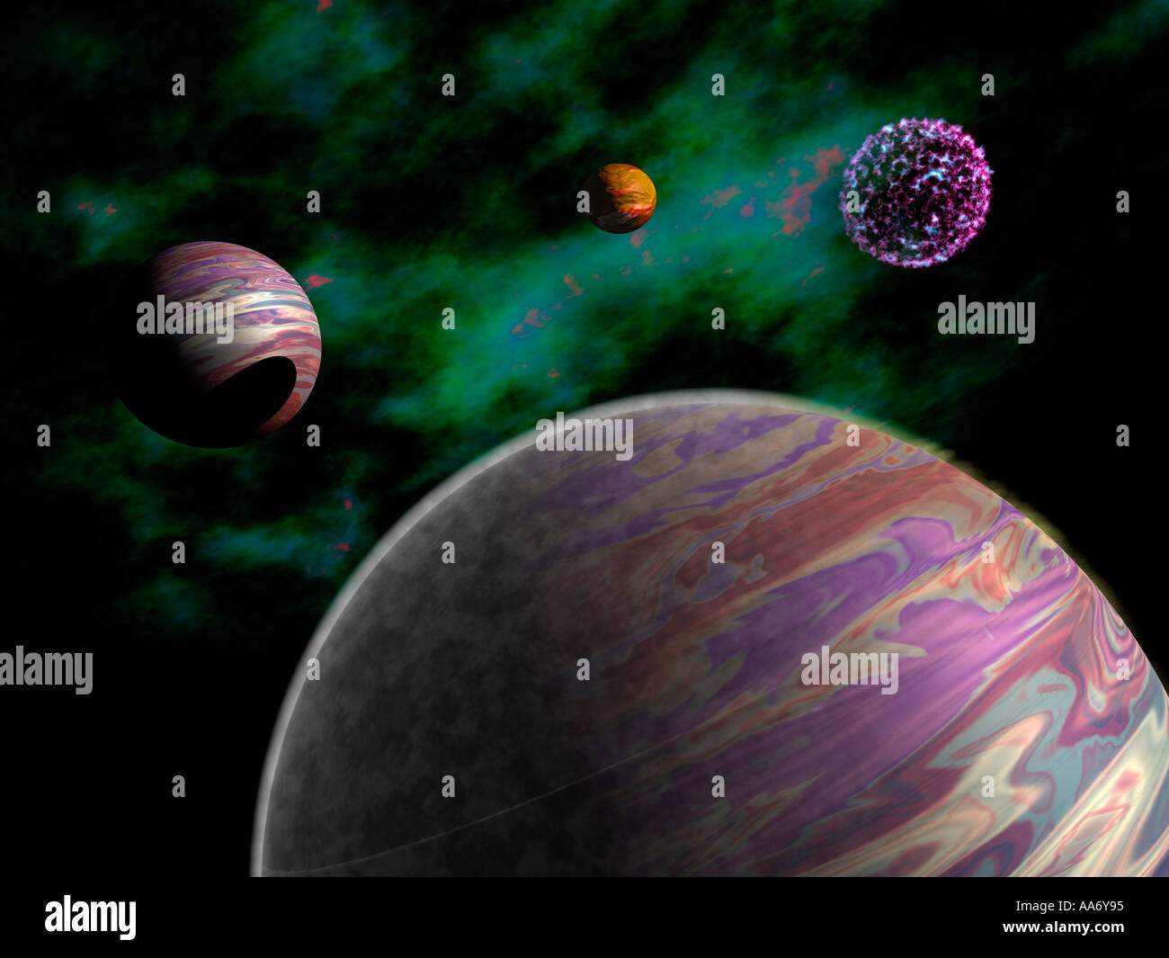 Alien Planets, Conceptual Illustration Stock Photo - Alamy