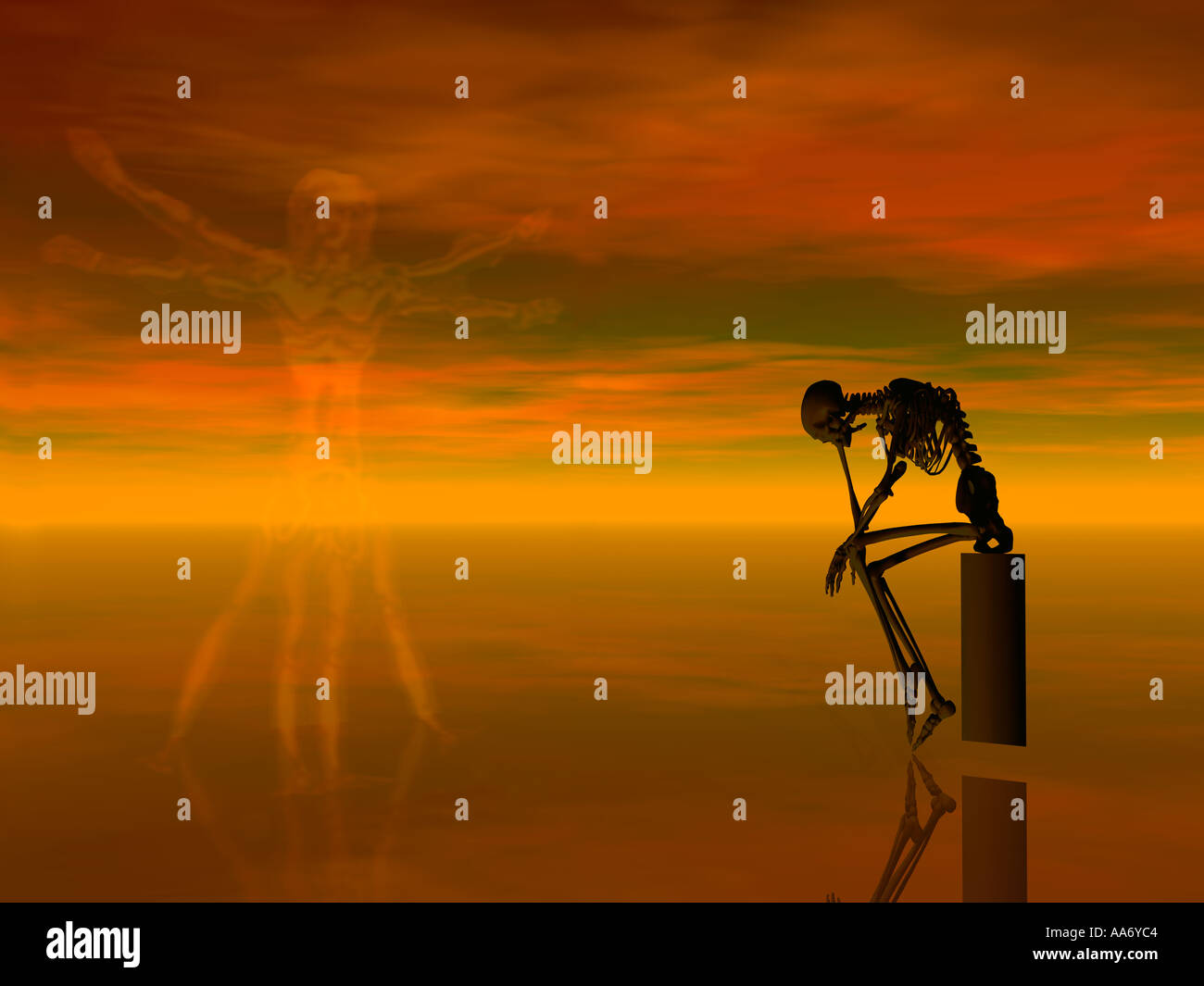 Graphical Representation of a Skeleton as Rodin's 'The Thinker' Statue ...