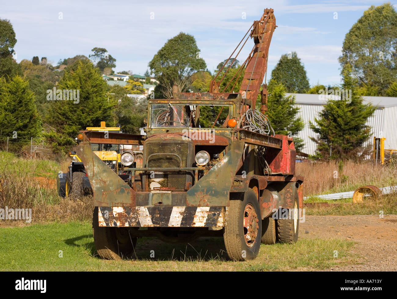 an abandoned old crane truck Stock Photo - Alamy