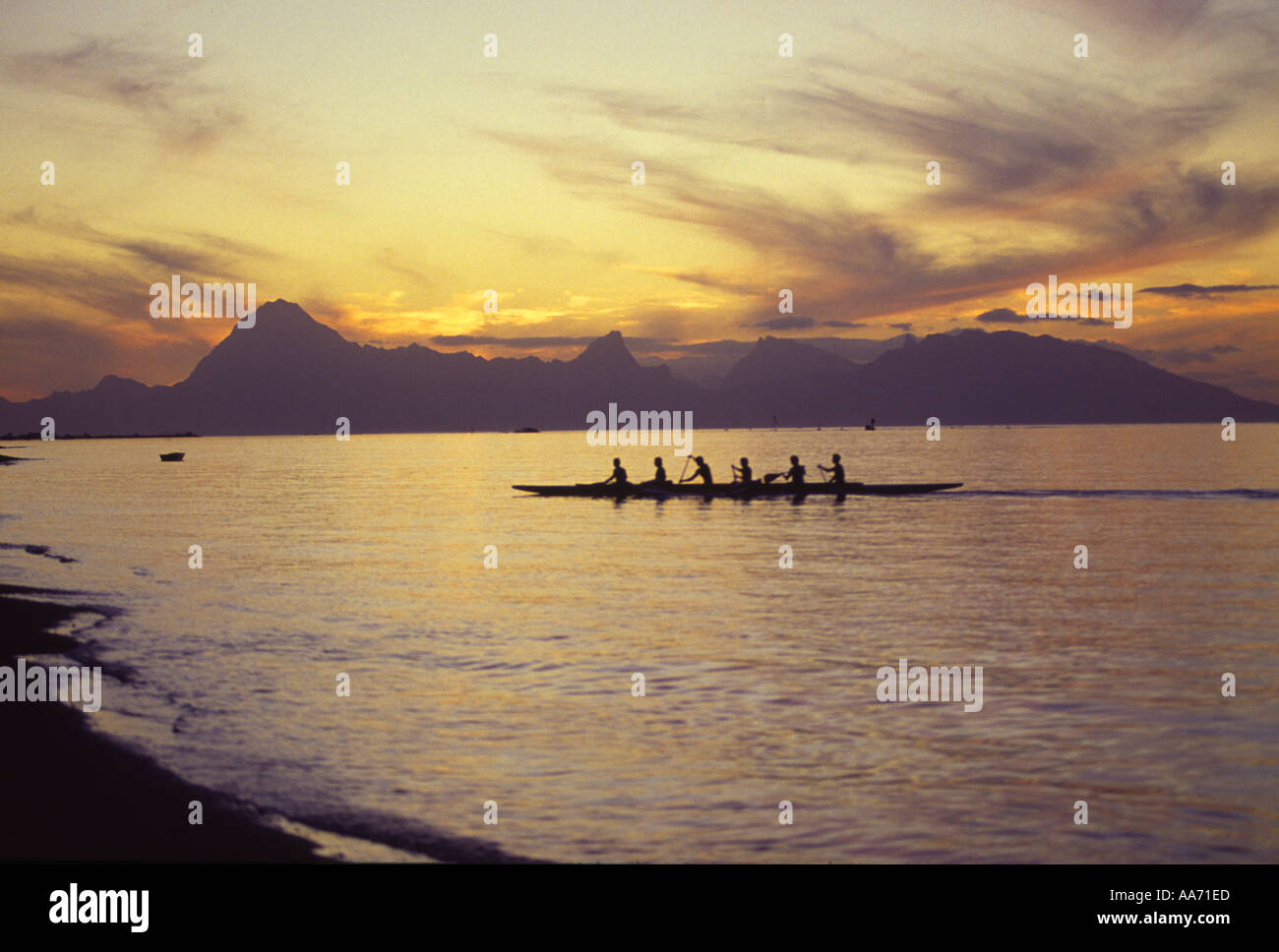 Outrigger canoe sunset tahiti hi-res stock photography and images - Alamy